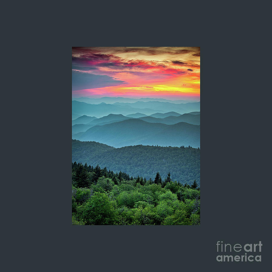 Blue Ridge Parkway Sunset - The Great Blue Yonder Drawing by Connie A ...