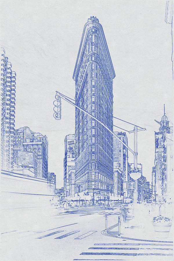 Blueprint drawing of Flatiron Building, New York, United States 4 ...