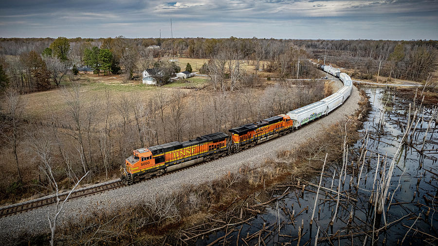 BNSF 5050 leads the BNSF local as pulls out of PI Junction in Paducah Kentucky Photograph by Jim ...