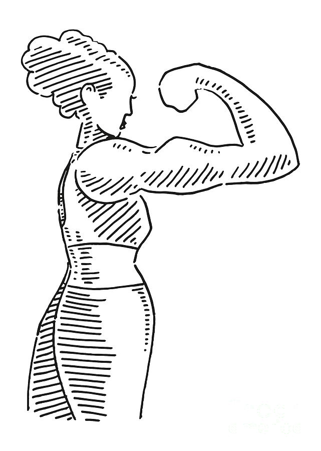 Bodybuilder Woman Posing Drawing Drawing by Frank Ramspott - Fine Art America