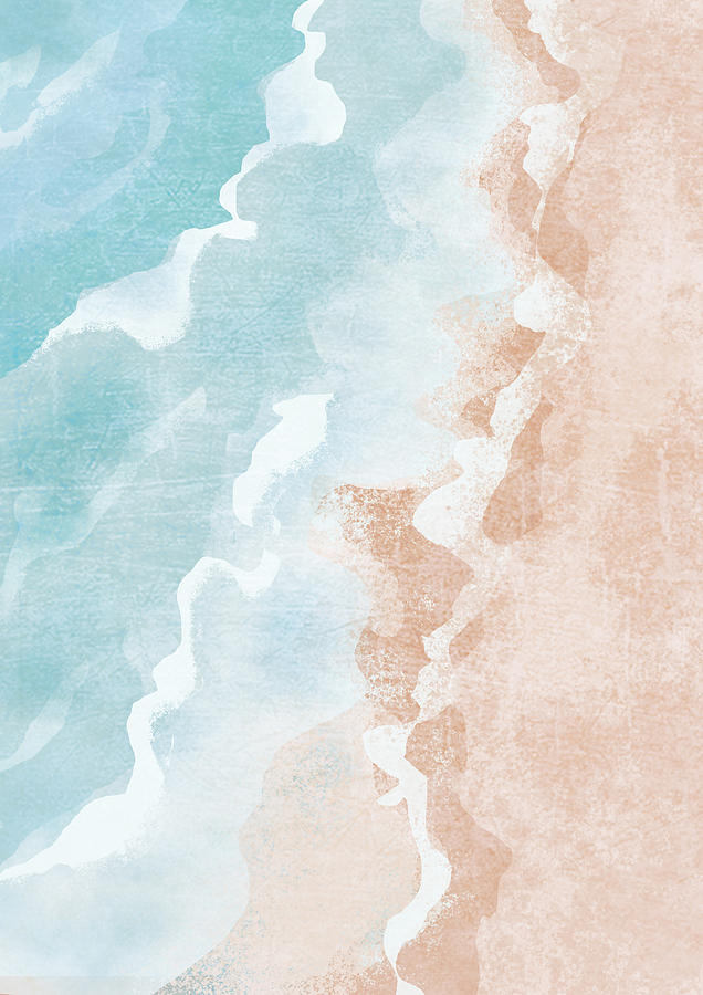 Boho Sea Beach with Waves Print Digital Art by DaisyArt Decor - Fine ...