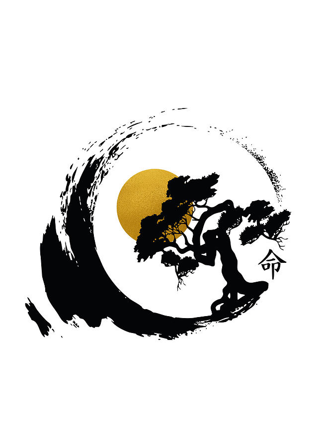 Bonsai Tree in Enso Circle Digital Art by Erzebet S - Fine Art America