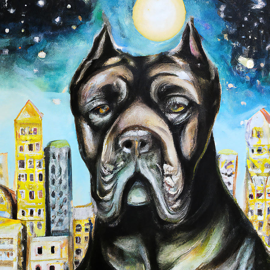 Bored Cane Corso Dog Painting by StellArt Studio - Pixels