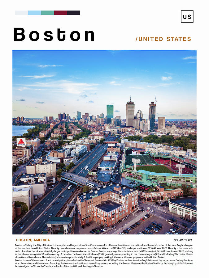 Boston landscape poster Painting by Pablo Romero - Fine Art America