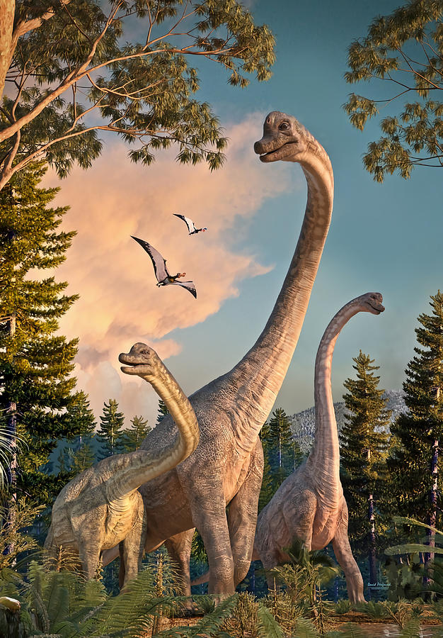Brachiosaurus Walk Poster blue Painting by Dan Joel | Fine Art America