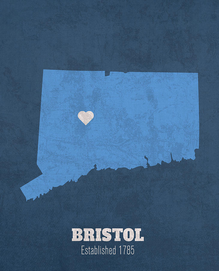 Bristol Connecticut City Map Founded 1785 Yale University Color Palette ...