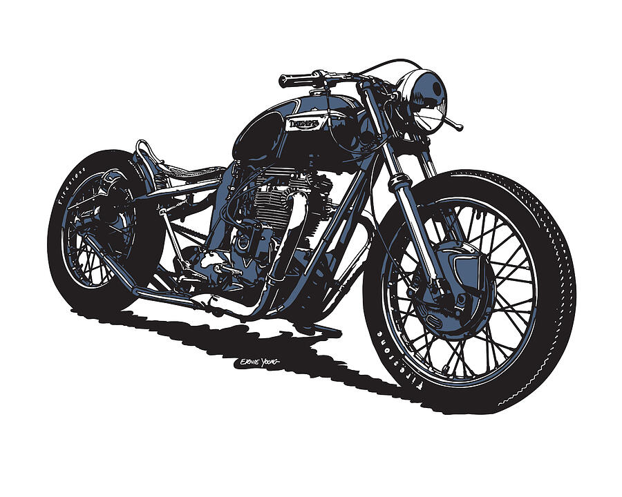 Triumph Bobber Motorcycle Drawing Digital Art by Ernie Young - Pixels