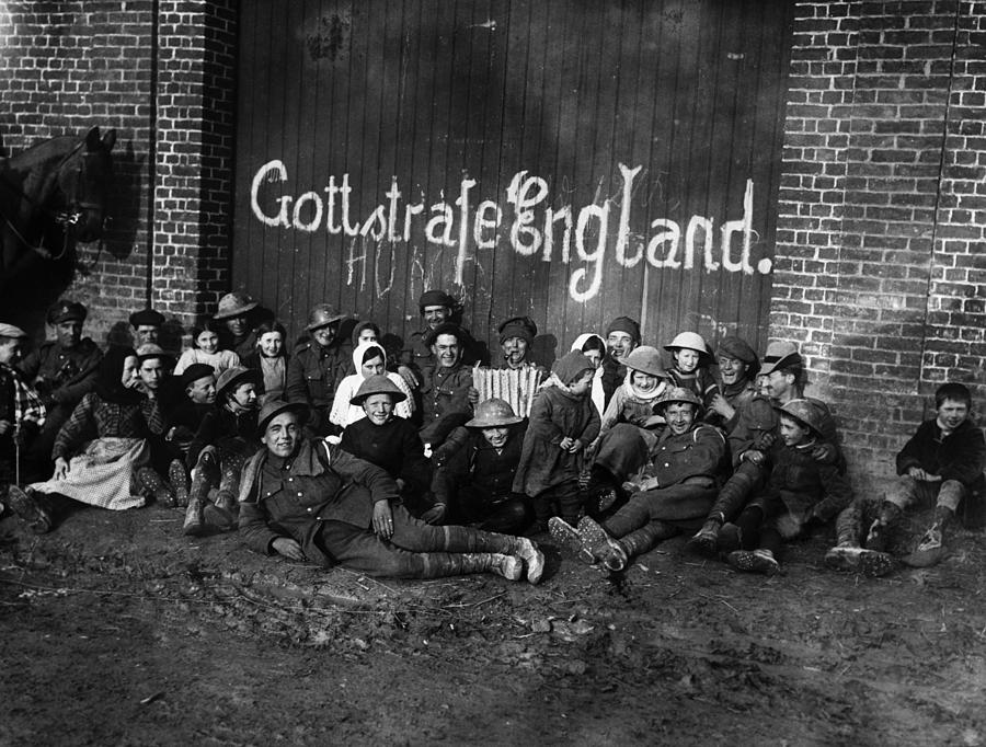 British Soldiers with God Punish England Sign - WW1 Germany - 1918 ...