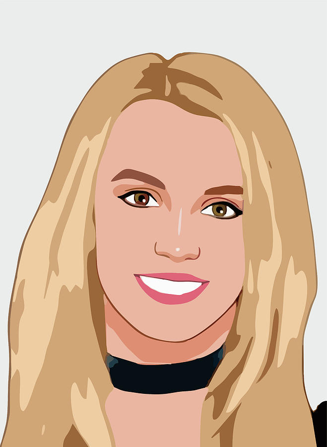 Britney Spears Cartoon Portrait 1 Digital Art By Ahmad Nusyirwan
