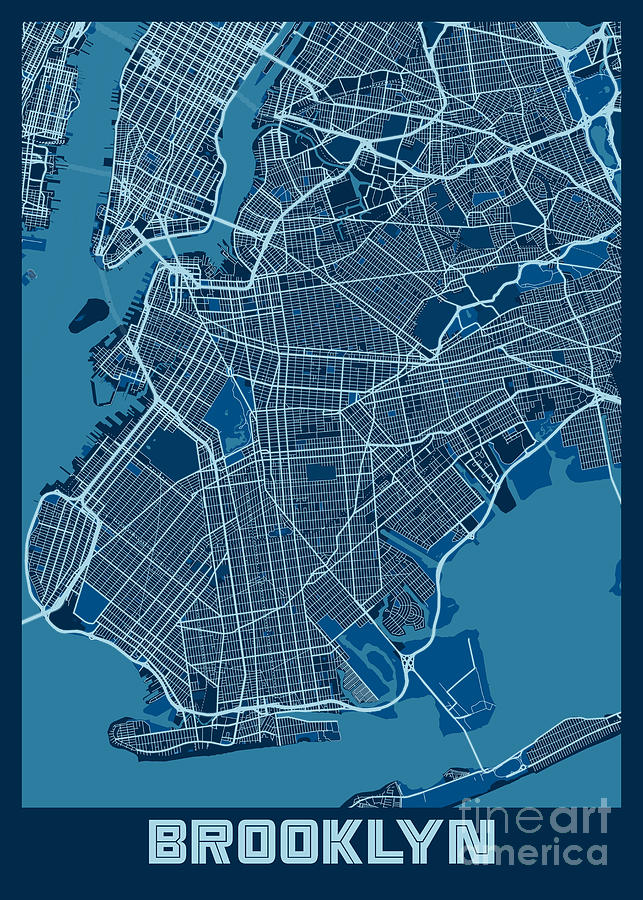 Brooklyn - United States Peace City Map Digital Art by Tien Stencil ...