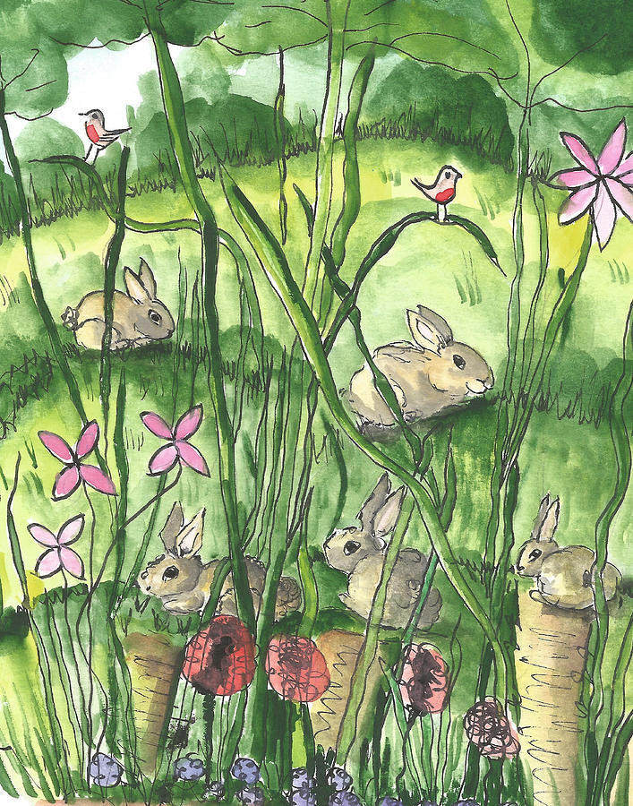 Bunny Rabbit Pattern, Spring Nature Decor Theme Digital Art by Diane ...