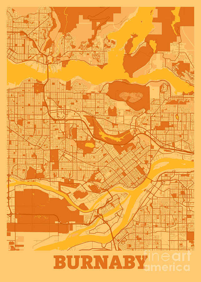 Burnaby - Canada Sunset City Map Digital Art by Tien Stencil - Fine Art ...
