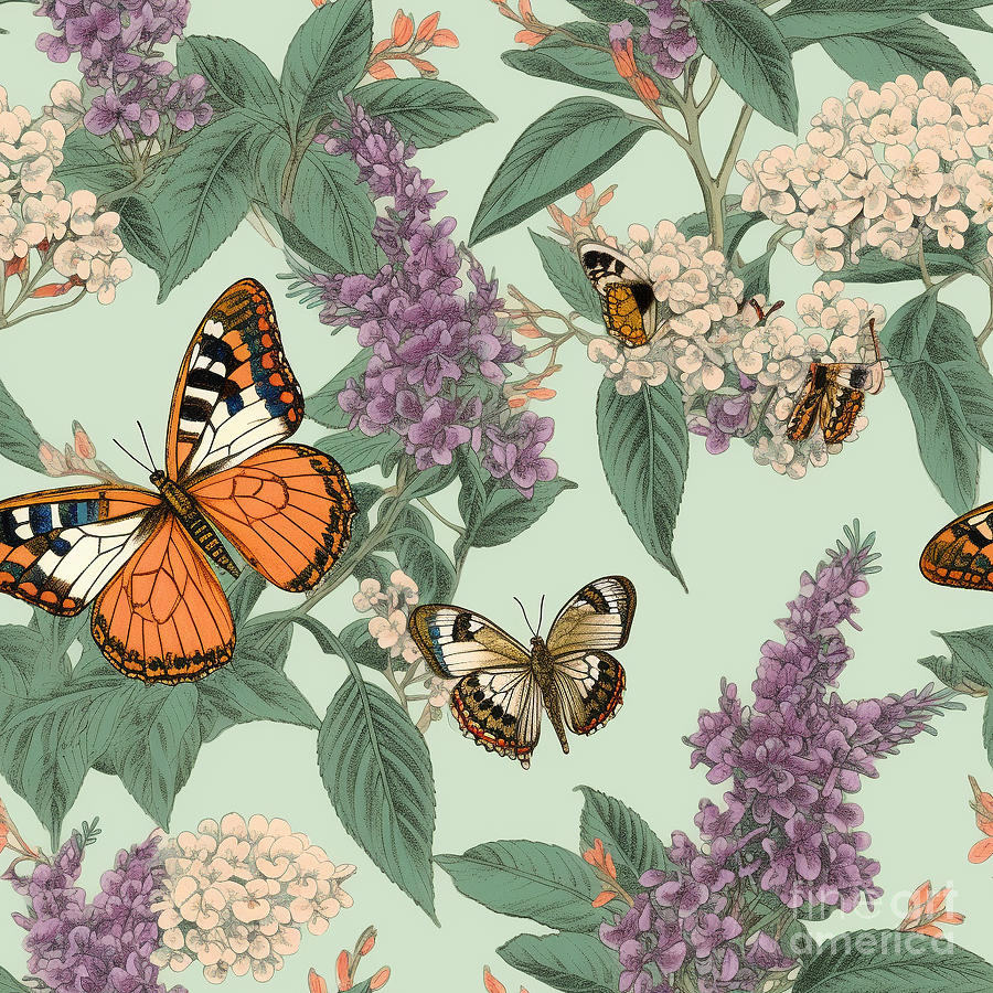 Butterflies and Buddleia 1 Digital Art by Dena Clark - Fine Art America