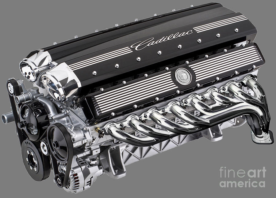 Cadillac Sixteen engine V16 13.6 liters based on the GM Generation IV LS architecture Drawing by ...