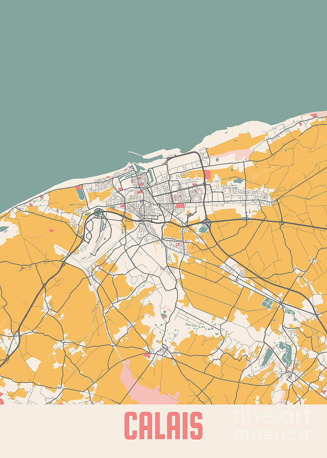 Calais - France Chalk City Map Digital Art by Tien Stencil - Pixels