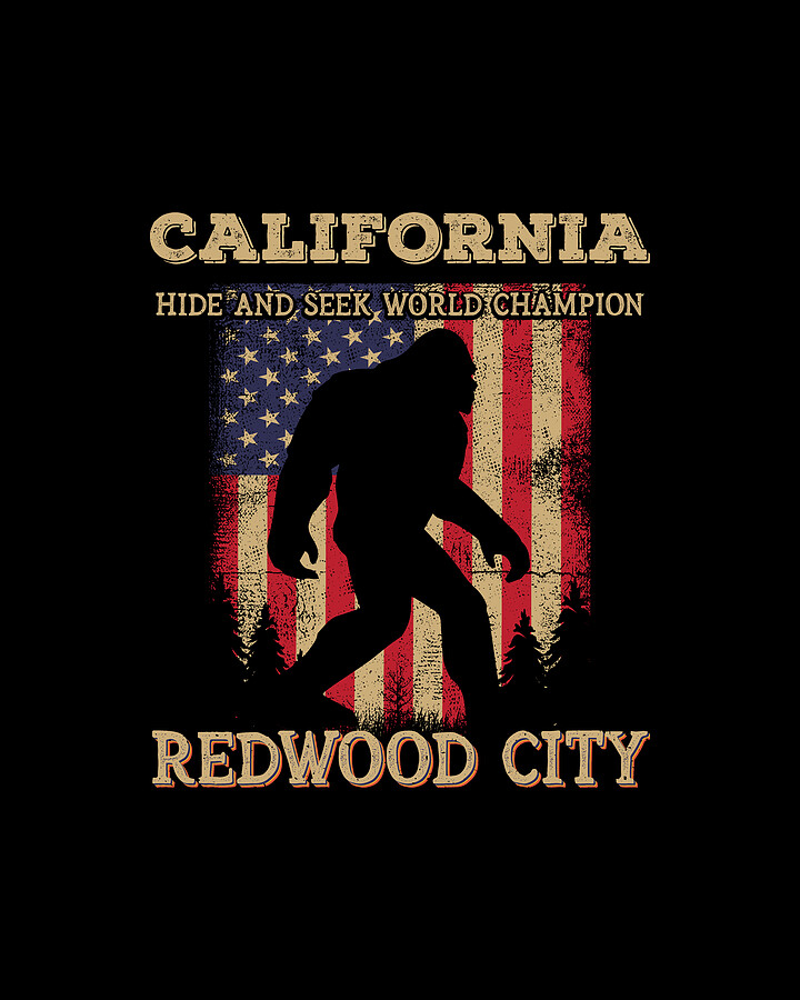 California Redwood City Bigfoot USA Flag Sasquatch lovers Digital Art ...