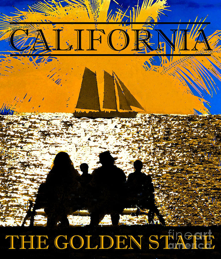 California the Golden State travel poster Mixed Media by David Lee ...