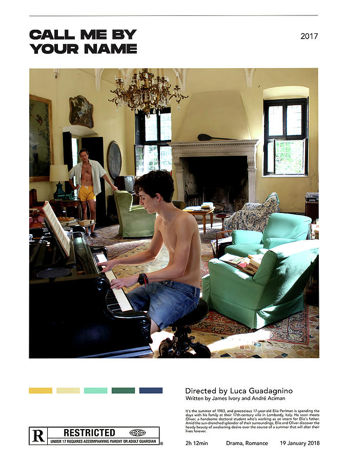 Call Me by Your Name Luca Guadagnino Vintage Retro Digital Art by Michelle Gradwell Art - Fine ...