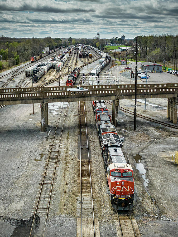 Canadian National 3270 leads a mixed freight at Fulton Ky Photograph by ...