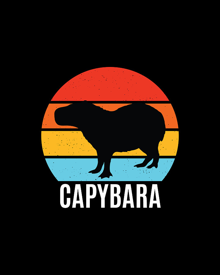 Capybara Retro Capibara Capybara Digital Art by Moon Tees - Fine Art ...