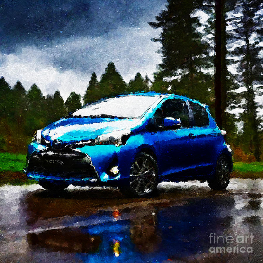 Car 2013 Toyota Yaris Hybrid R Concept drive forest bluesky rain by Armand Hermann