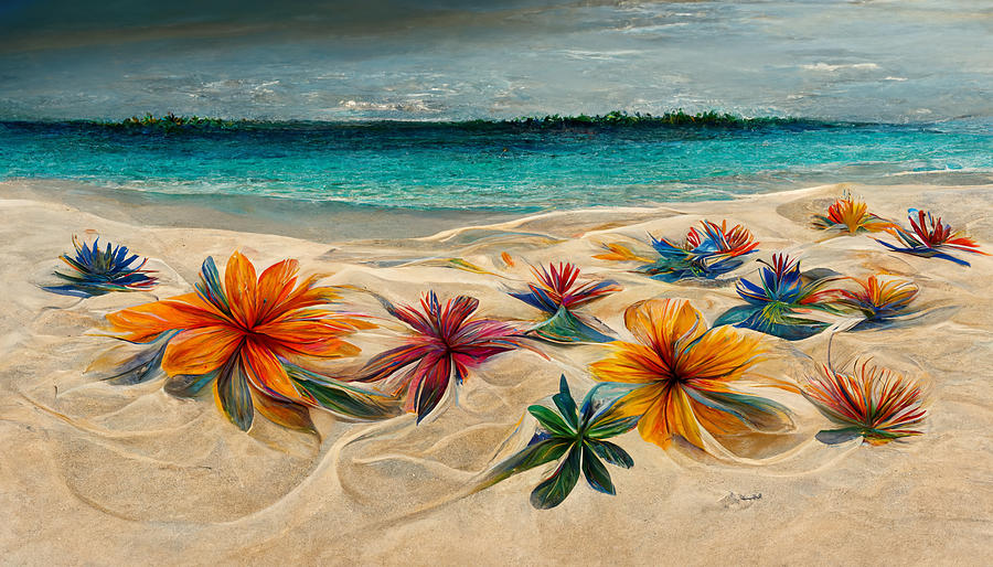 Caribbean flowers over the sand beach patternco 1f4003ab a62e 4a69 9ad0 ...