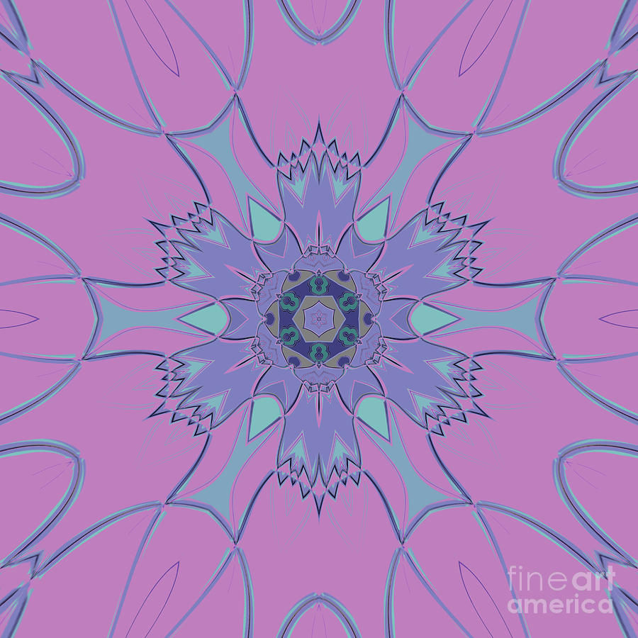 Cartoon Mandala Flower Pink Purple and Blue Digital Art by Todd Emery ...