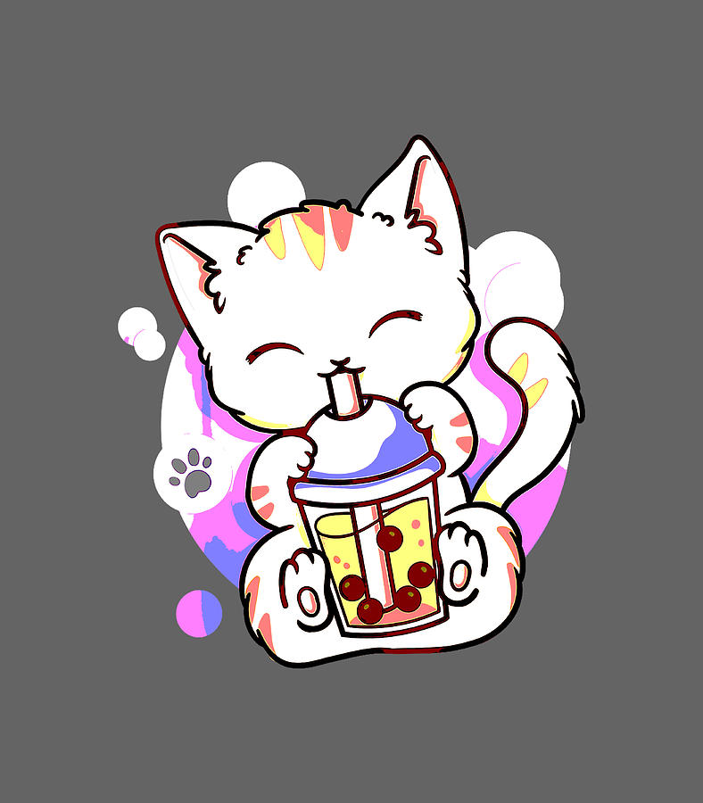 Cat Boba Tea Bubble Tea Anime Kawaii Neko Digital Art By Sukhbi Aliana