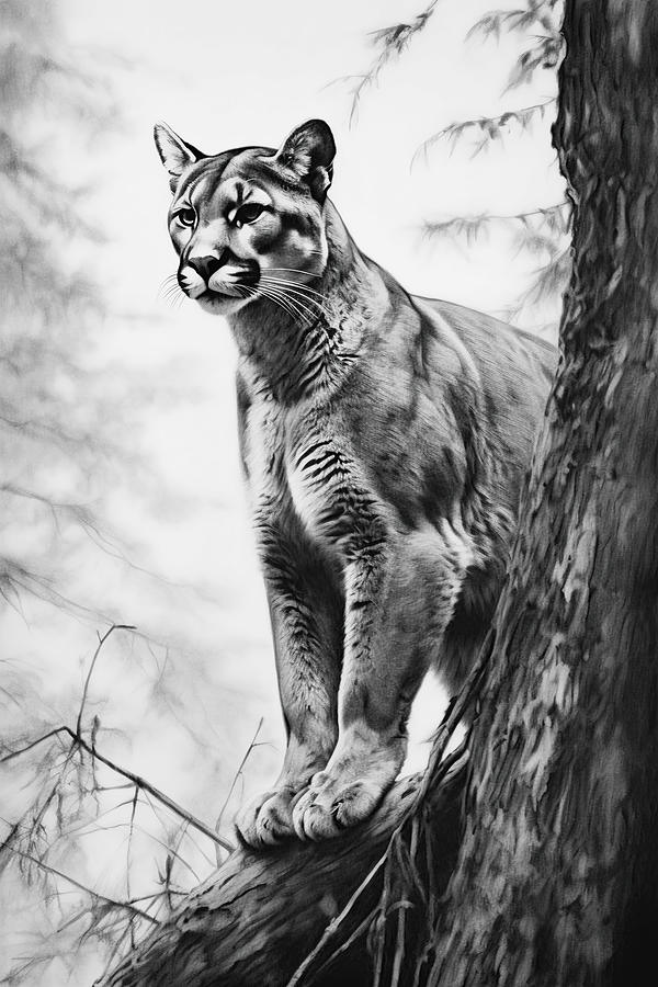 Charcoal drawing of a cougar Drawing by David Mohn - Pixels