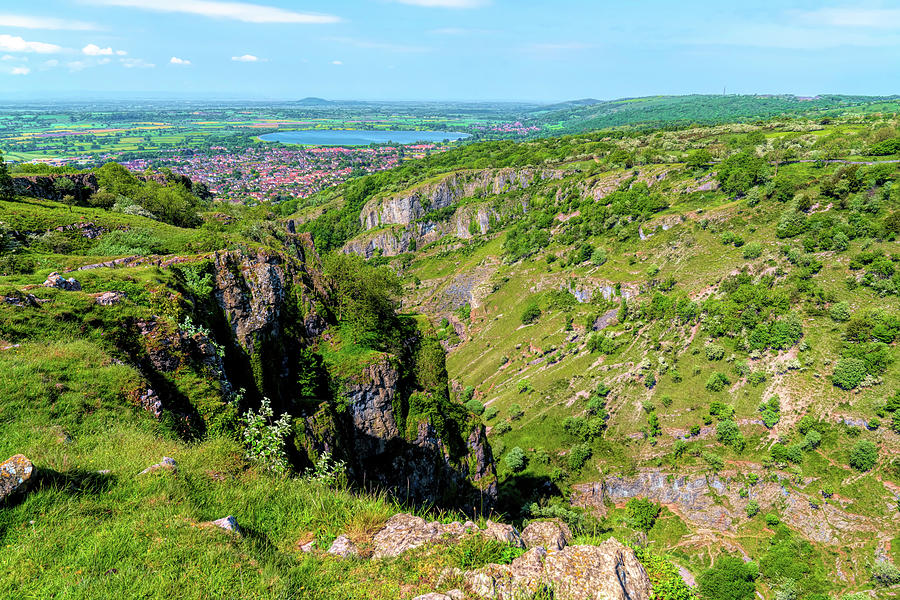 Cheddar Gorge beautiful view of English countryside towards Cheddar ...