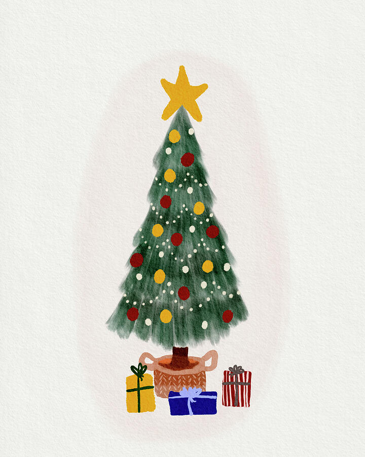Cheerful Christmas Tree with Star Digital Art by Patti Deters - Fine ...