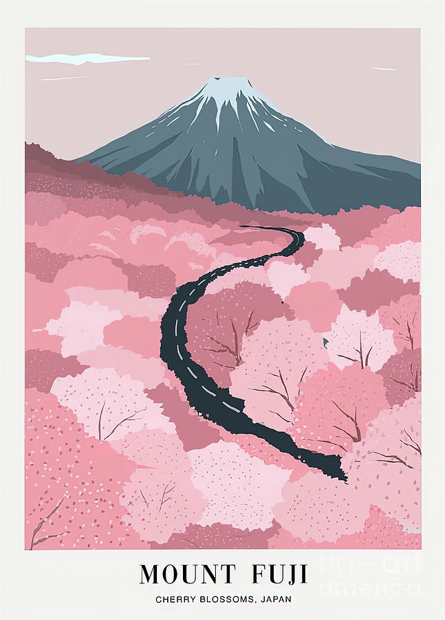 Cherry Blossoms Mount Fuji Digital Art by Vintage Travel - Fine Art America