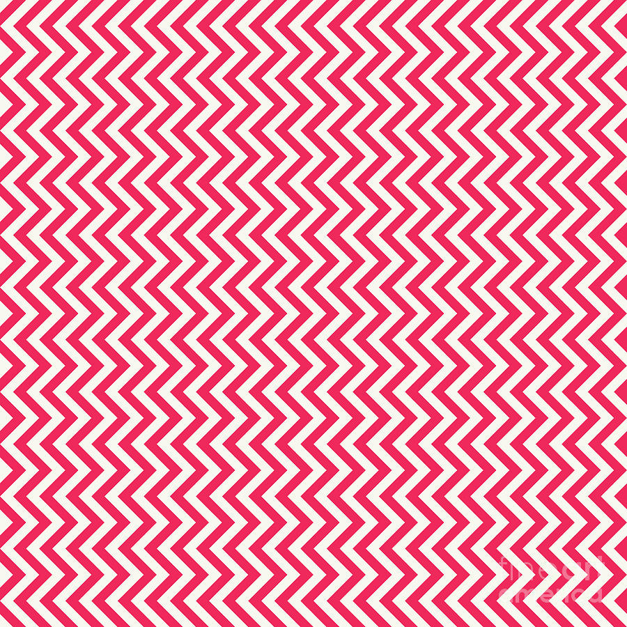 Chevron Zigzag Pattern In Eggshell White And Ruby Pink n.0724 Painting ...