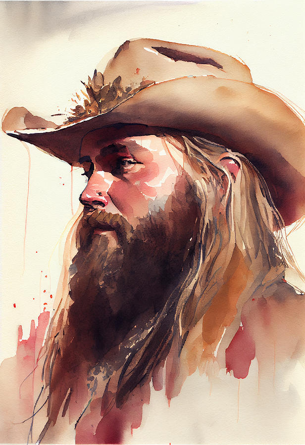Chris Stapleton Watercolour Mixed Media By Tim Hill Fine Art America