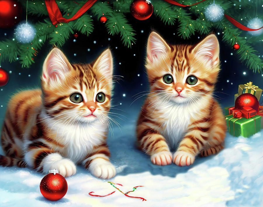 Christmas Kittens Digital Art by Lorraine Baum - Fine Art America