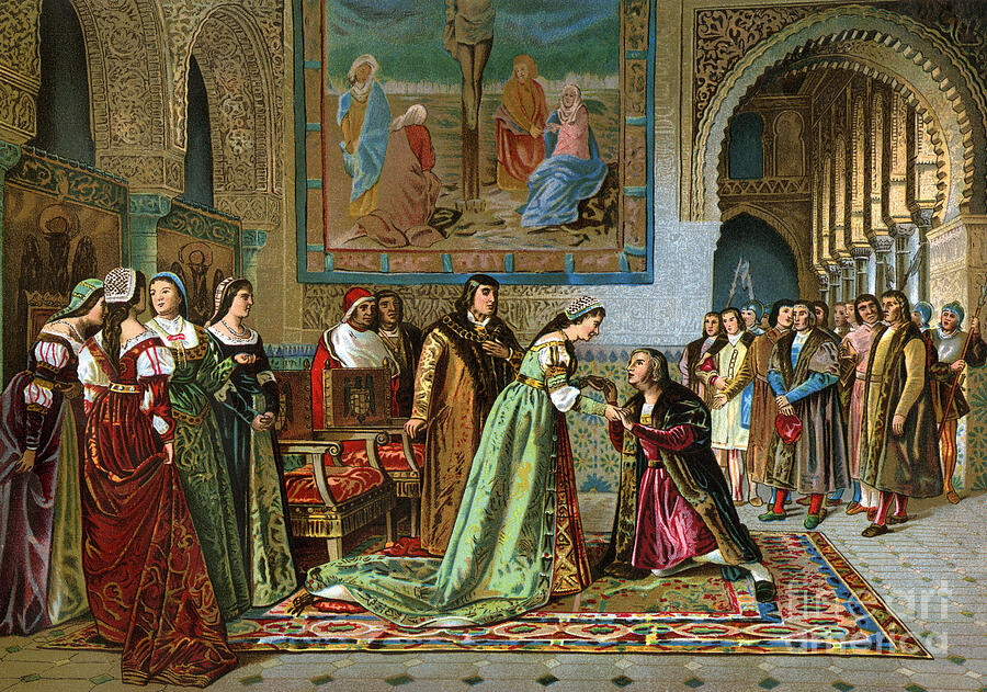 Christopher Columbus before the Queen of Spain Isabella 1st of Castile ...