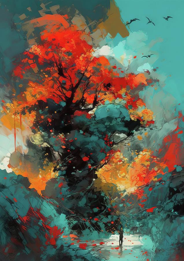 Chromatic Arboretum Abstract Tree Painting by Simon Rudd - Fine Art America
