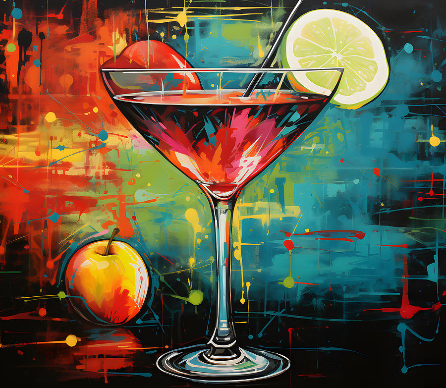 Chromatic Martini Appletini Symphony- A Visual Celebration of Mixology Mastery AI Generated ...