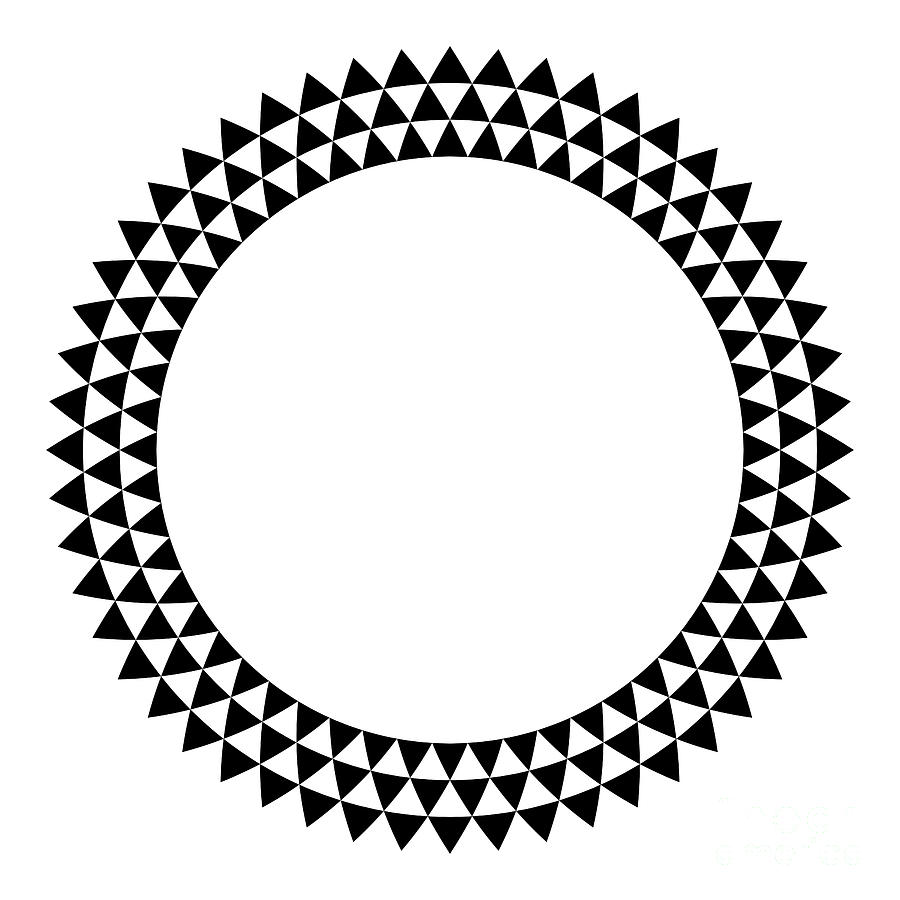 Circle frame with triangle pattern, border with serrated pattern ...