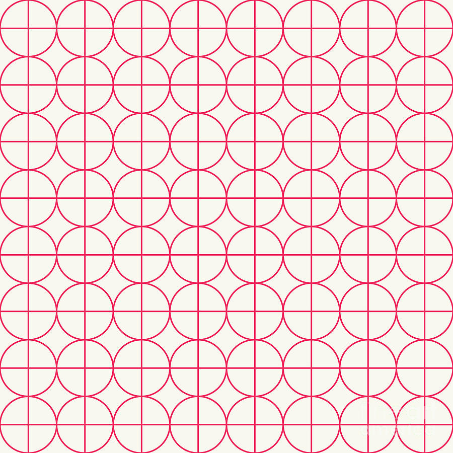 Circle On Grid Pattern In Eggshell White And Ruby Pink n.1086 Painting by Holy Rock Design ...