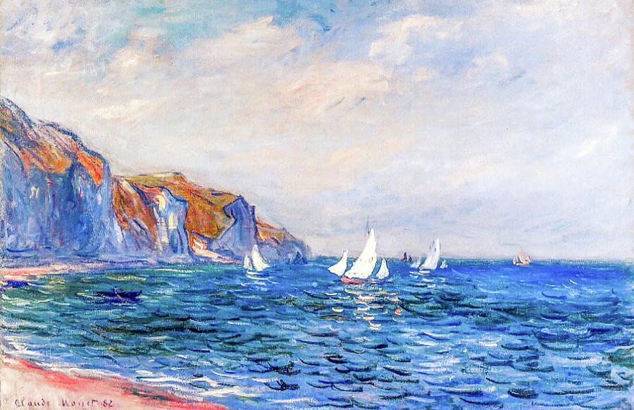 Cliffs and Sailboats at Pourville by Claude Monet Painting by Claude ...