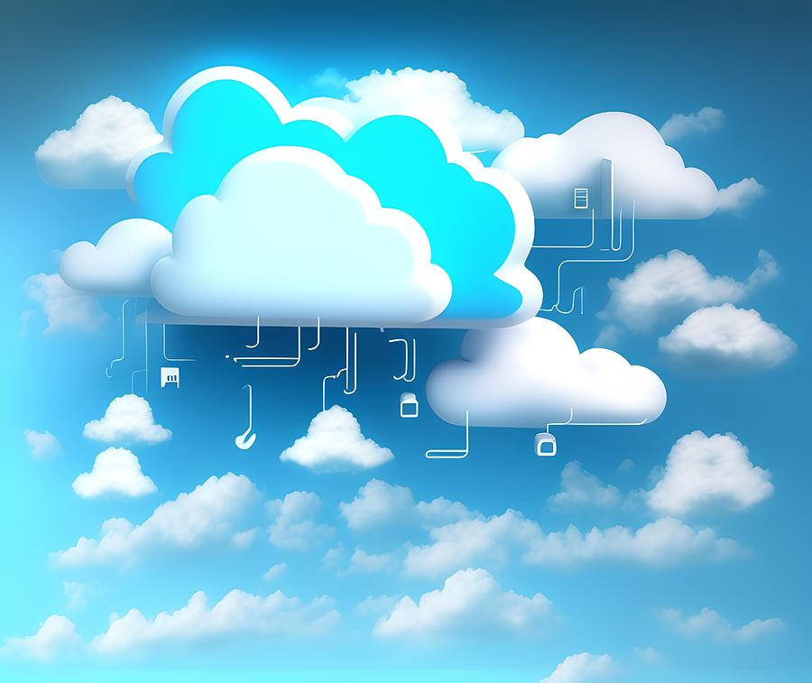 Cloud Computing Technology, Generative AI Illustration Digital Art by ...