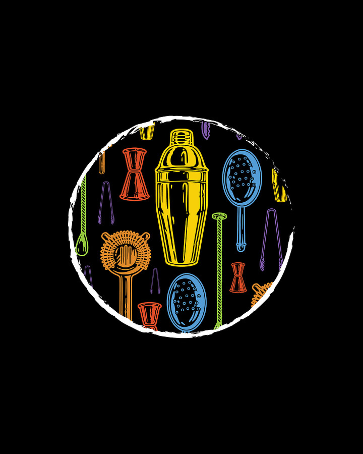 Cocktail Shaker Retro Cocktail Alcohol Digital Art by Moon Tees - Fine ...