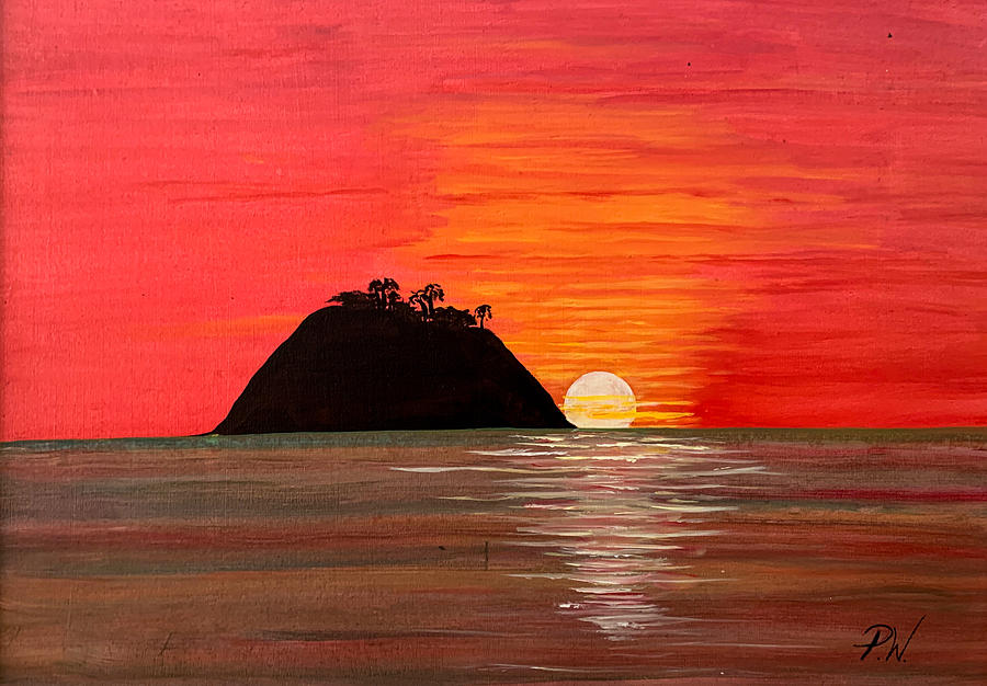 Costa Rican Sunset on Fire Painting by Peter Wright - Fine Art America