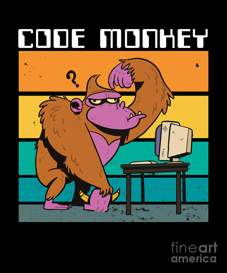 Code Monkey Coder Programmer Programming Computer Gift Digital Art by Thomas Larch - Pixels