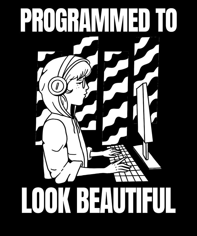 Coder Beautiful Developer Software Programming Programmer Digital Art By Crazy Squirrel Fine