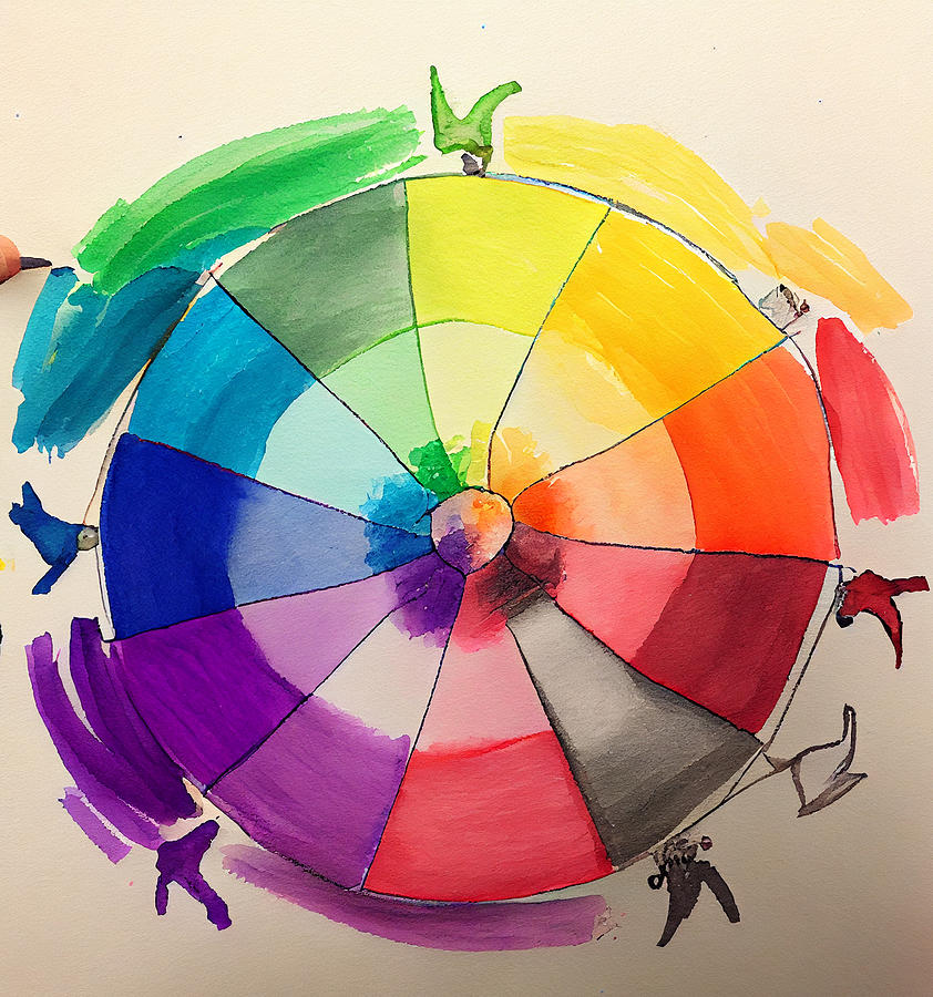 color wheel watercolor painting afeb by Asar Studios Painting by ...