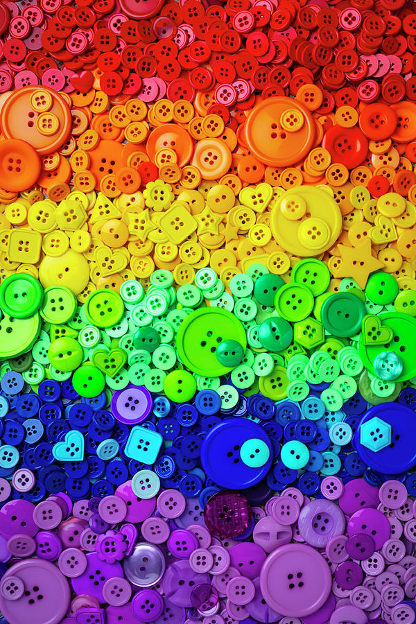 Colored Rainbow Buttons Photograph by Garry Gay - Pixels