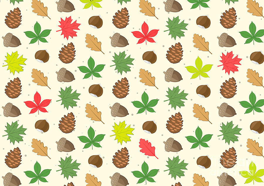 Colorful Autumnal Season - Nature Pattern on Bright Yellow Background ...