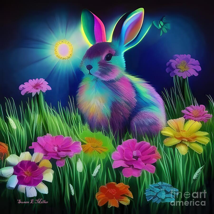 Colorful Easter Rabbit Digital Art by Susan E Miller - Fine Art America